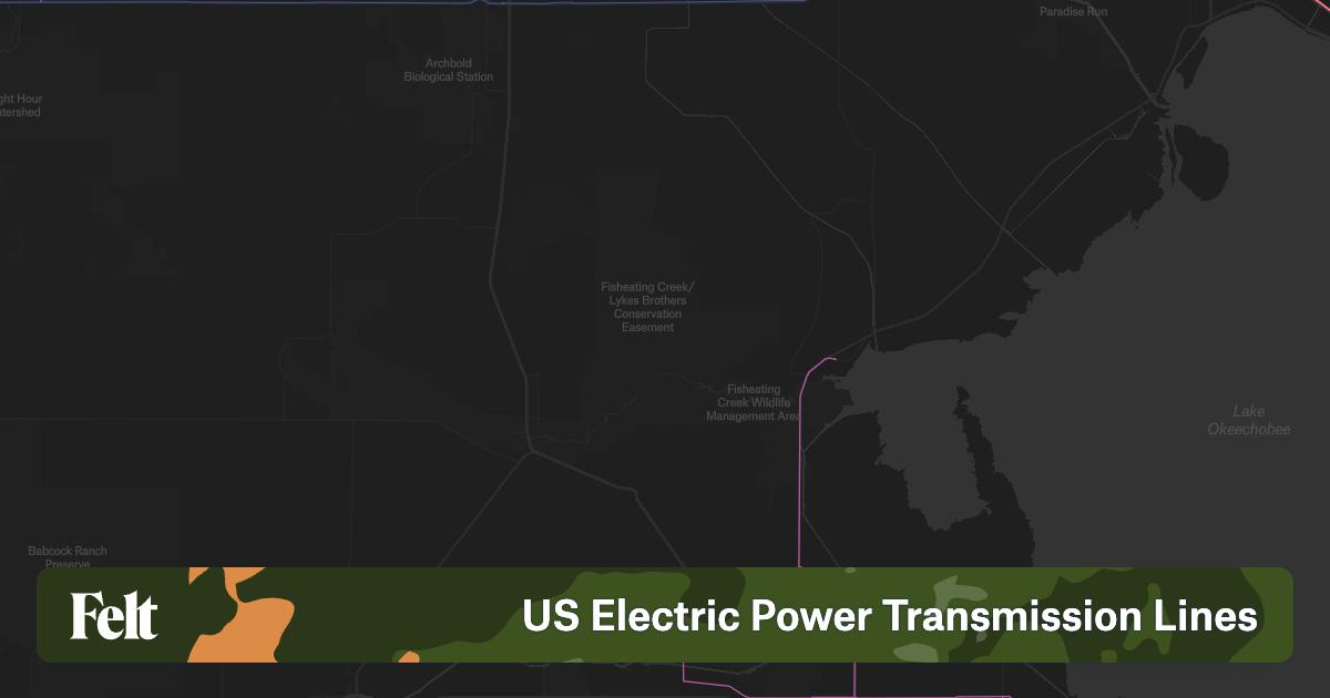 US Electric Power Transmission Lines in Glades County, Florida