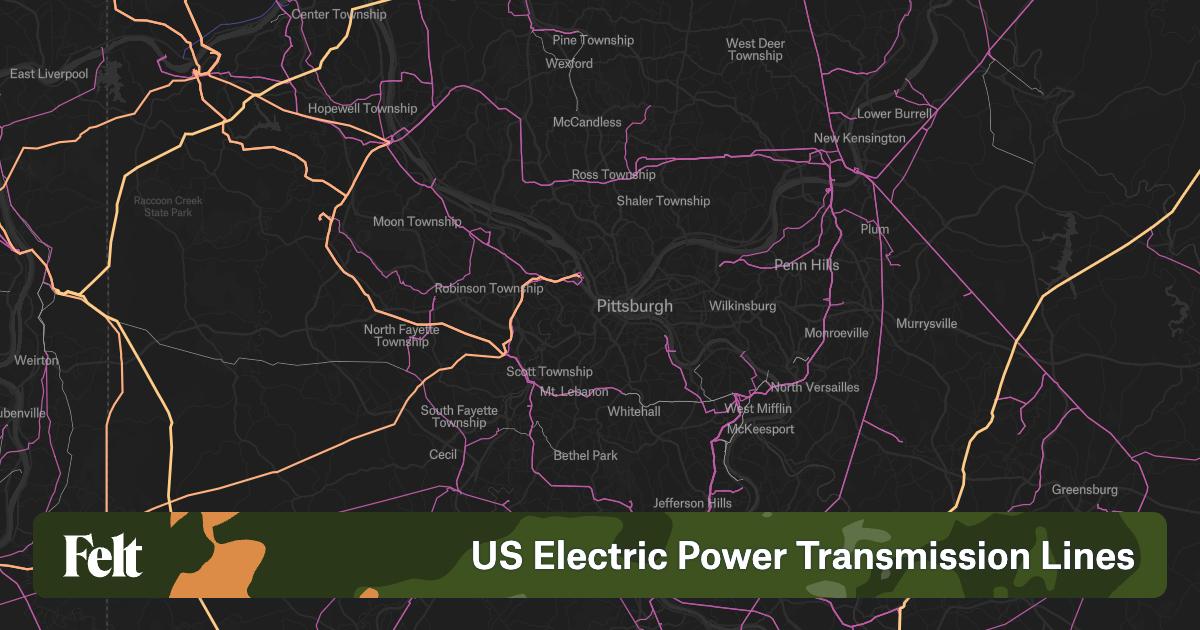 US Electric Power Transmission Lines in Allegheny County, Pennsylvania