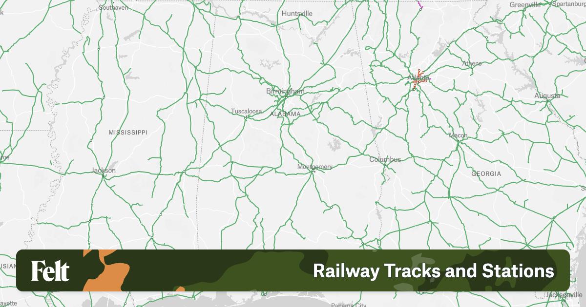Railway Tracks and Stations in Alabama