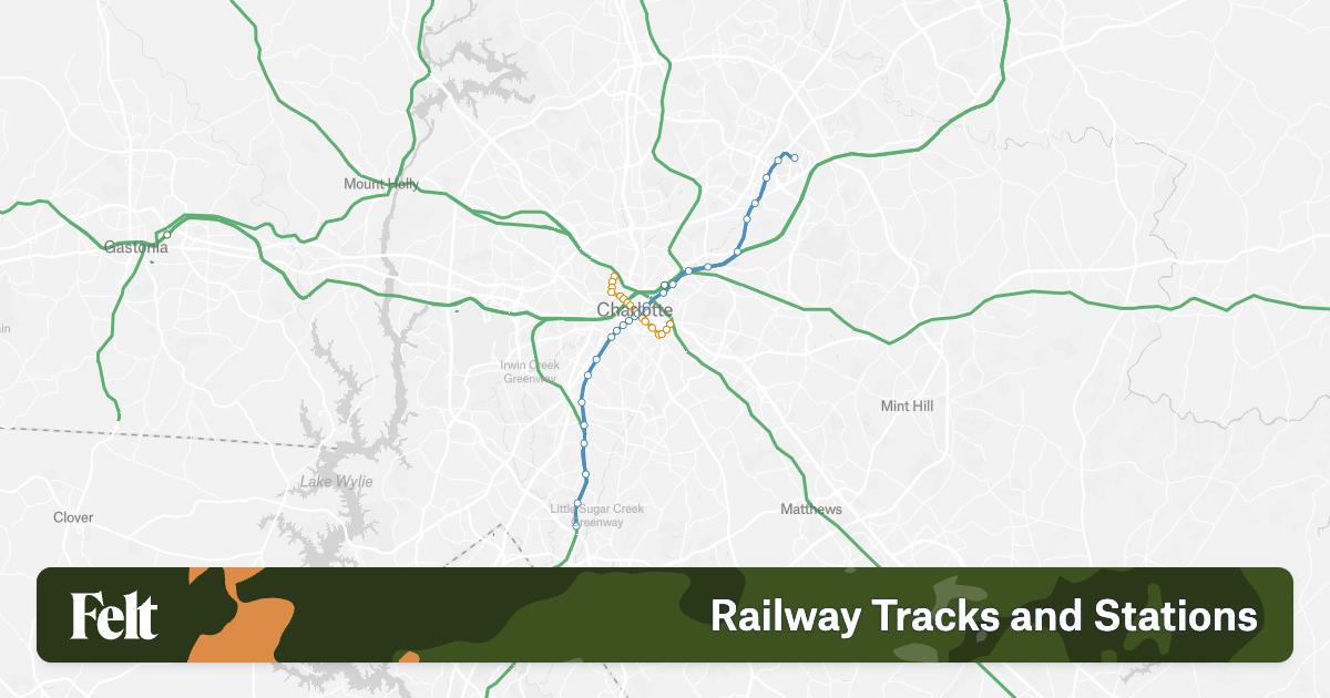 Railway Tracks and Stations in the city of Charlotte, North Carolina