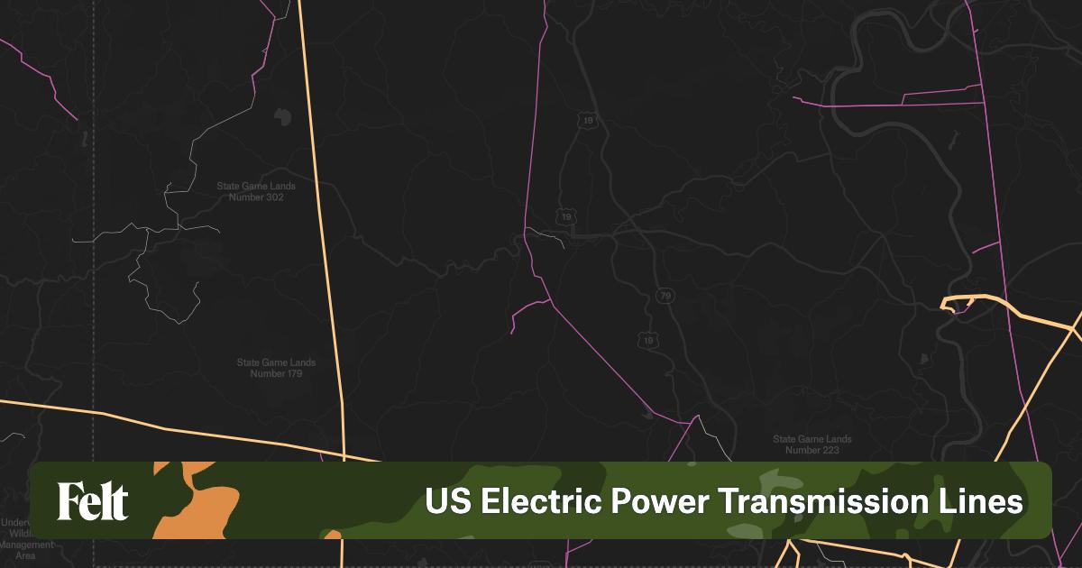 US Electric Power Transmission Lines in Greene County, Pennsylvania