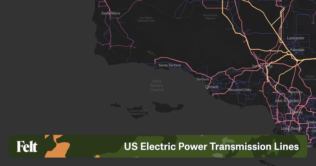 US Electric Power Transmission Lines in Santa Barbara County, California