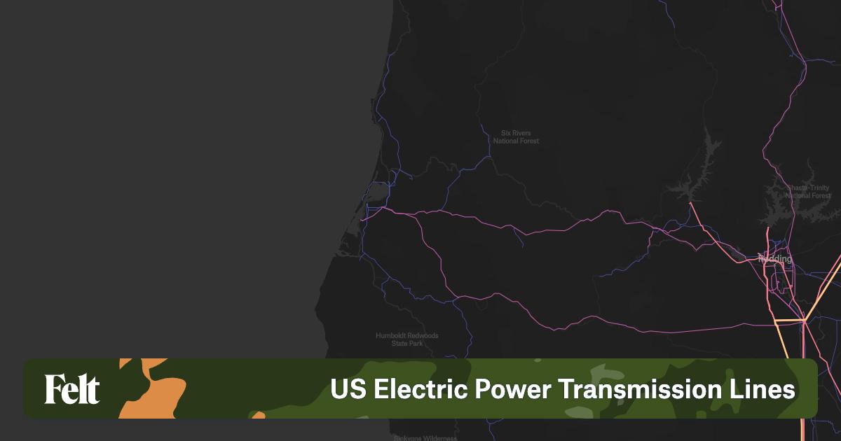 US Electric Power Transmission Lines in Humboldt County, California