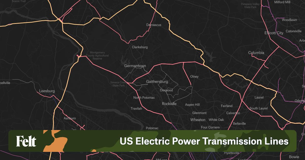 US Electric Power Transmission Lines in Montgomery County, Maryland