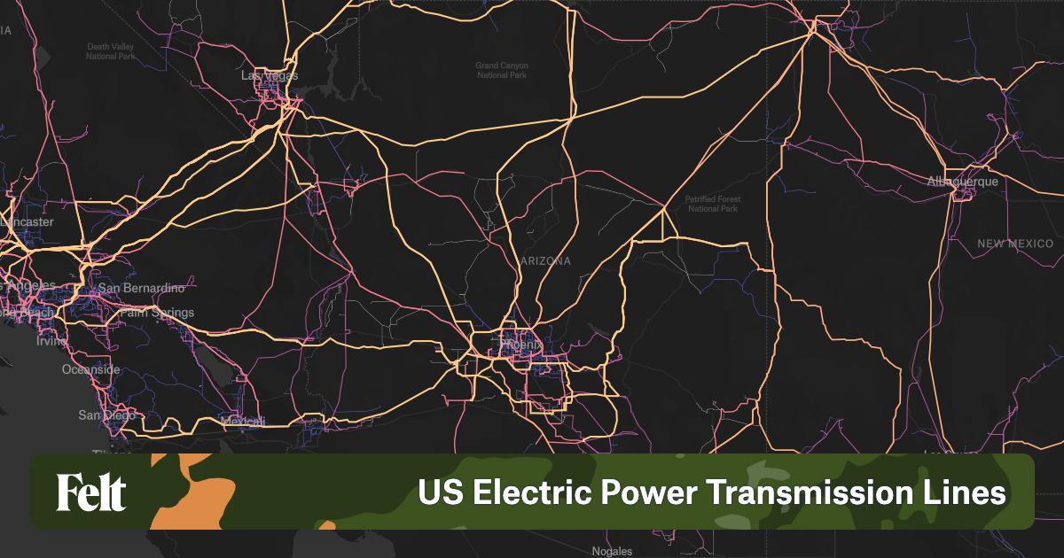 US Electric Power Transmission Lines in Arizona