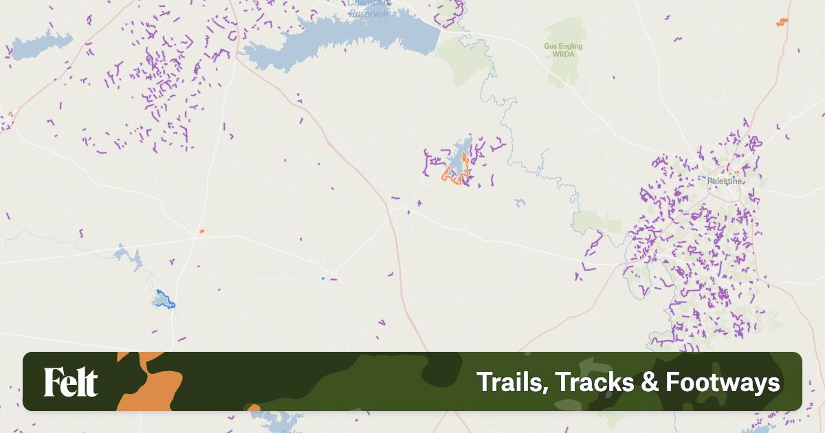 Trails, tracks & footways in Freestone County, Texas