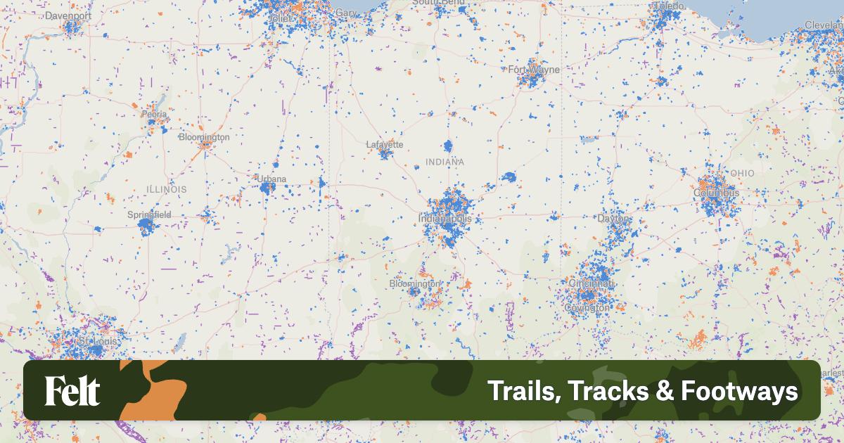 Trails, tracks & footways in Indiana