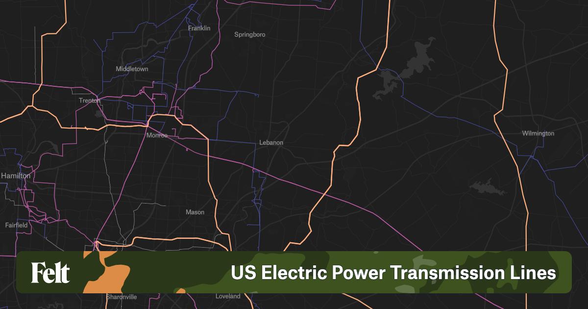 US Electric Power Transmission Lines in Warren County, Ohio