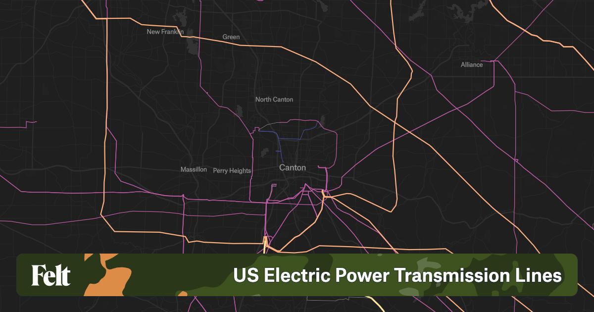 US Electric Power Transmission Lines in Stark County, Ohio