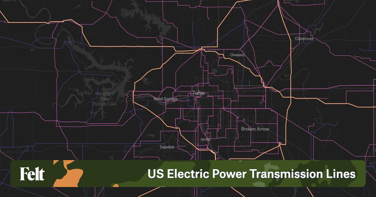 US Electric Power Transmission Lines in Tulsa County, Oklahoma