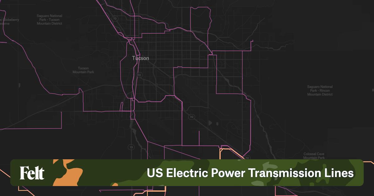 US Electric Power Transmission Lines in the city of Tucson, Arizona