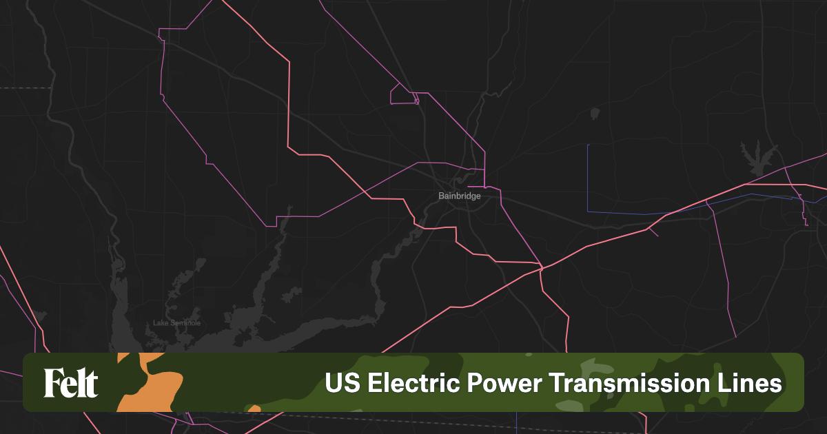 US Electric Power Transmission Lines in Decatur County, Georgia