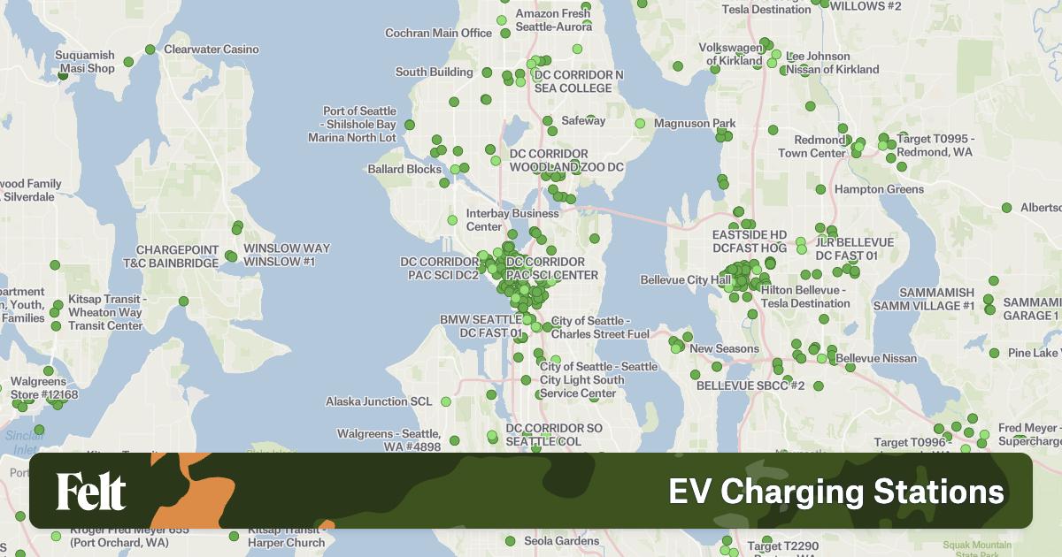 Electric Vehicle Charging Stations in the city of Seattle, Washington