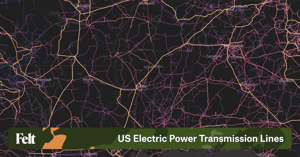 US Electric Power Transmission Lines in Mississippi