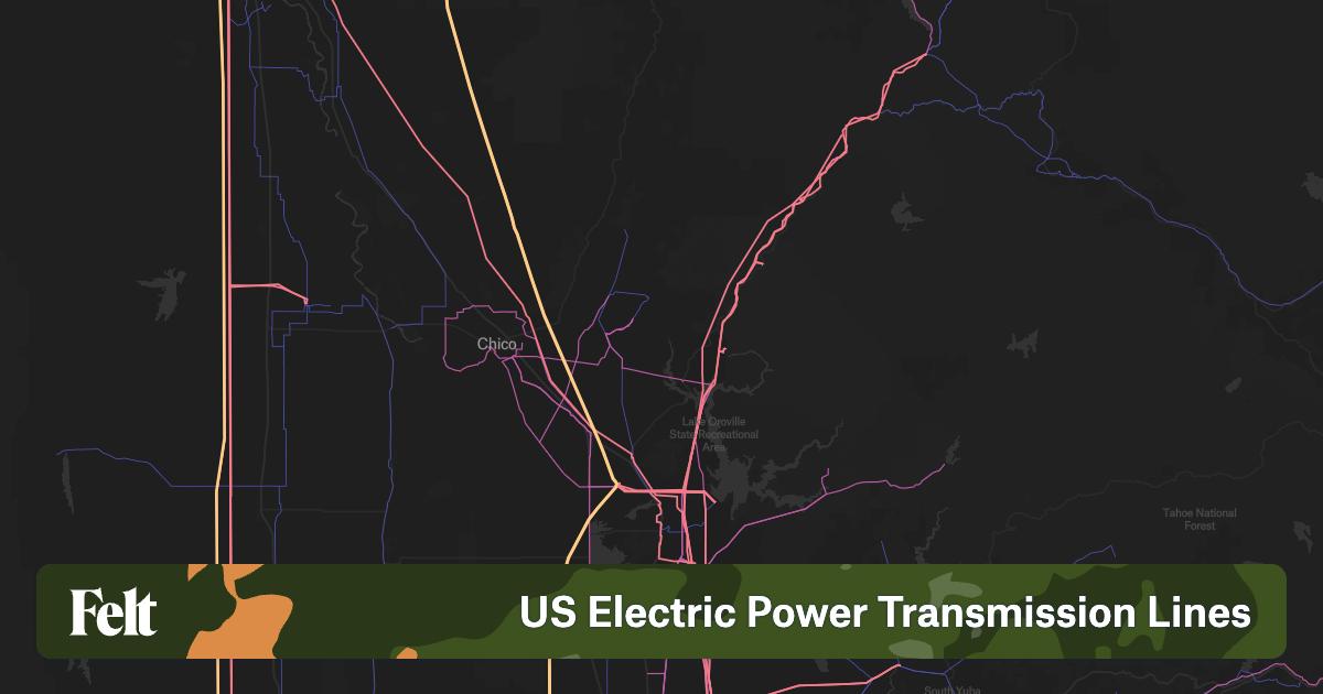 US Electric Power Transmission Lines in Butte County, California