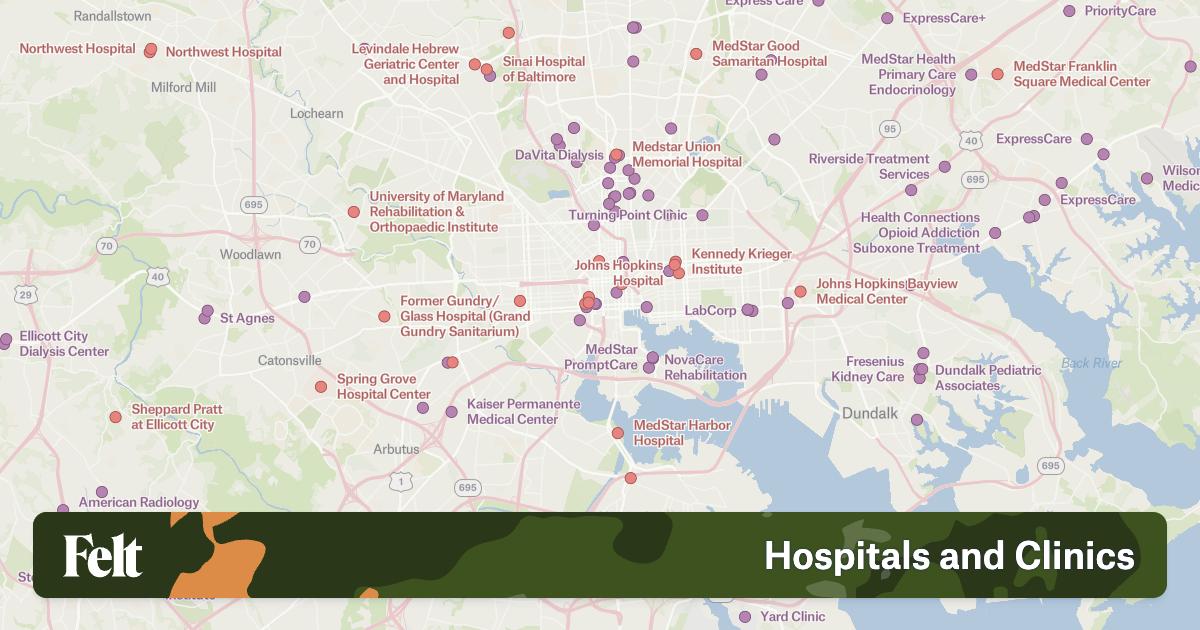 Hospitals and clinics in Baltimore city, Maryland