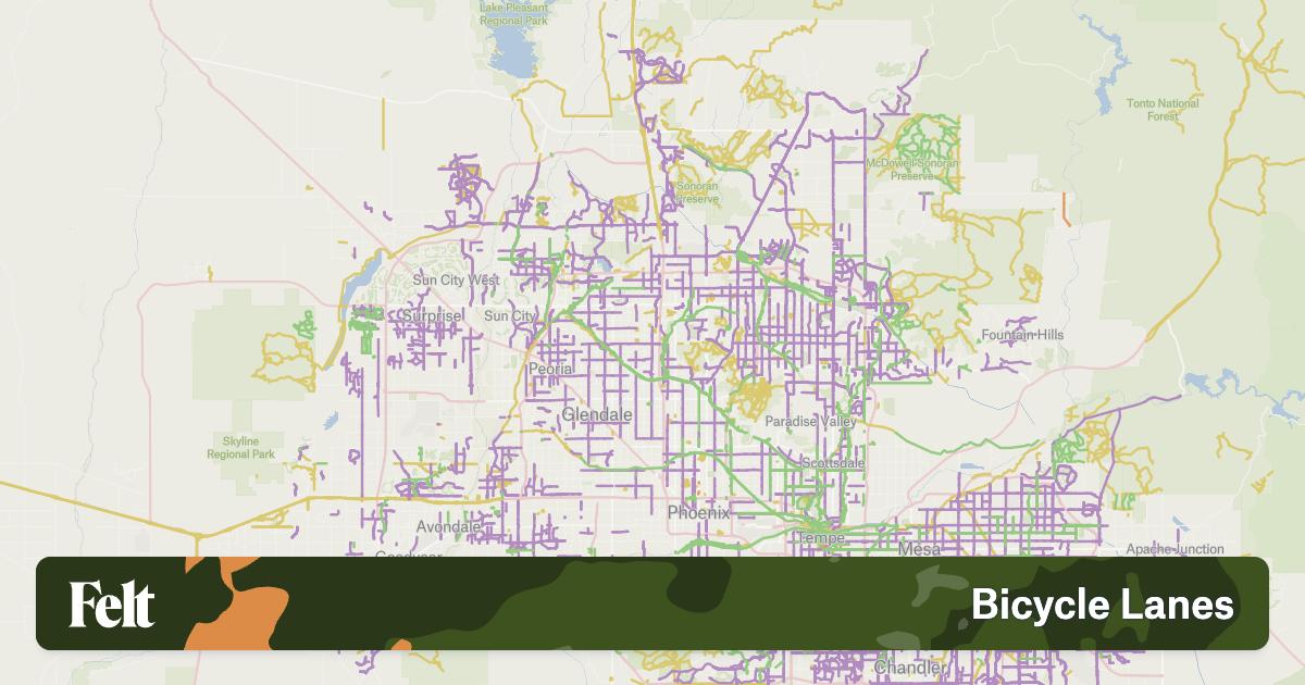 Bicycle Lanes in the city of Phoenix, Arizona