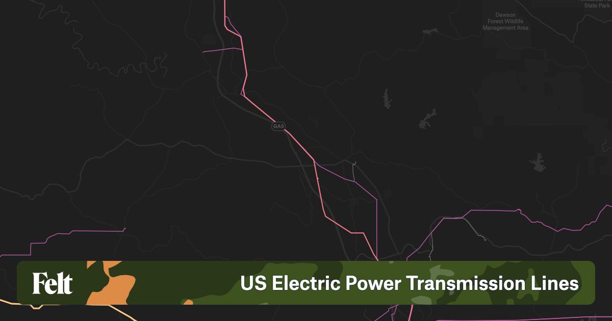 US Electric Power Transmission Lines in Pickens County, Georgia