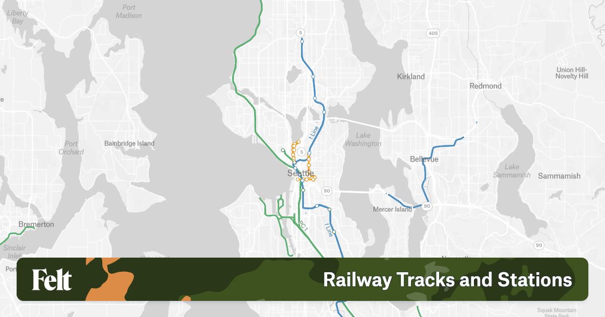 Railway Tracks and Stations in the city of Seattle, Washington
