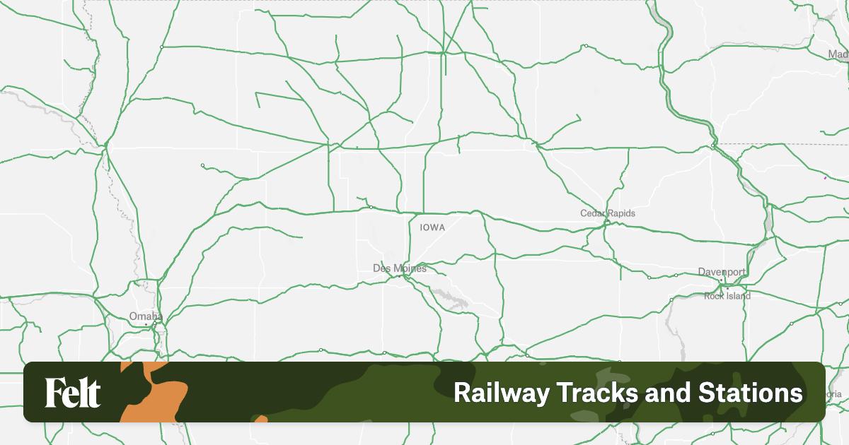 Railway Tracks and Stations in Iowa