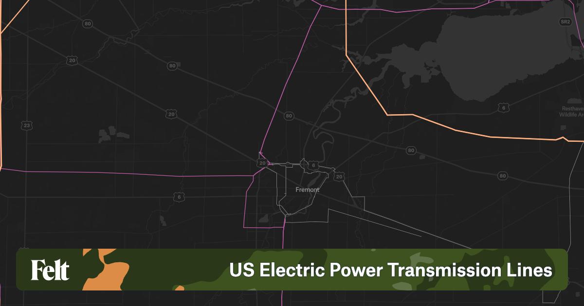 US Electric Power Transmission Lines in Sandusky County, Ohio