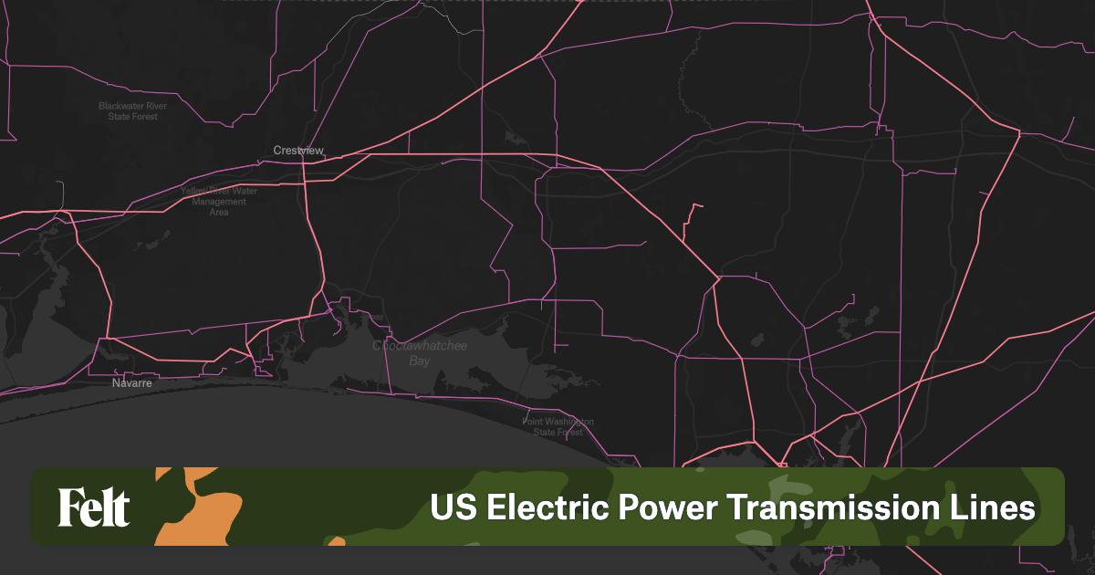 US Electric Power Transmission Lines in Walton County, Florida