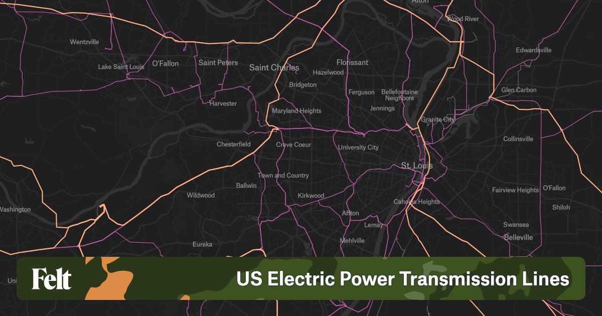 US Electric Power Transmission Lines in St. Louis County, Missouri