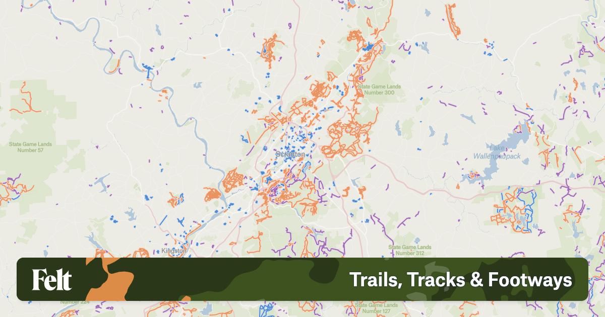 Trails, tracks & footways in Lackawanna County, Pennsylvania