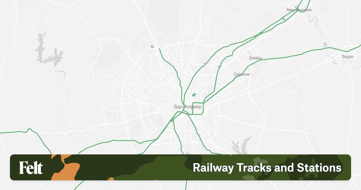 Railway Tracks and Stations in the city of San Antonio, Texas