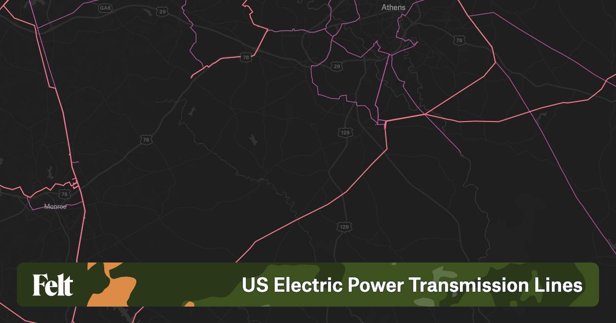 US Electric Power Transmission Lines in Oconee County, Georgia