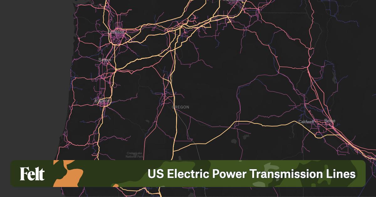 US Electric Power Transmission Lines in Oregon