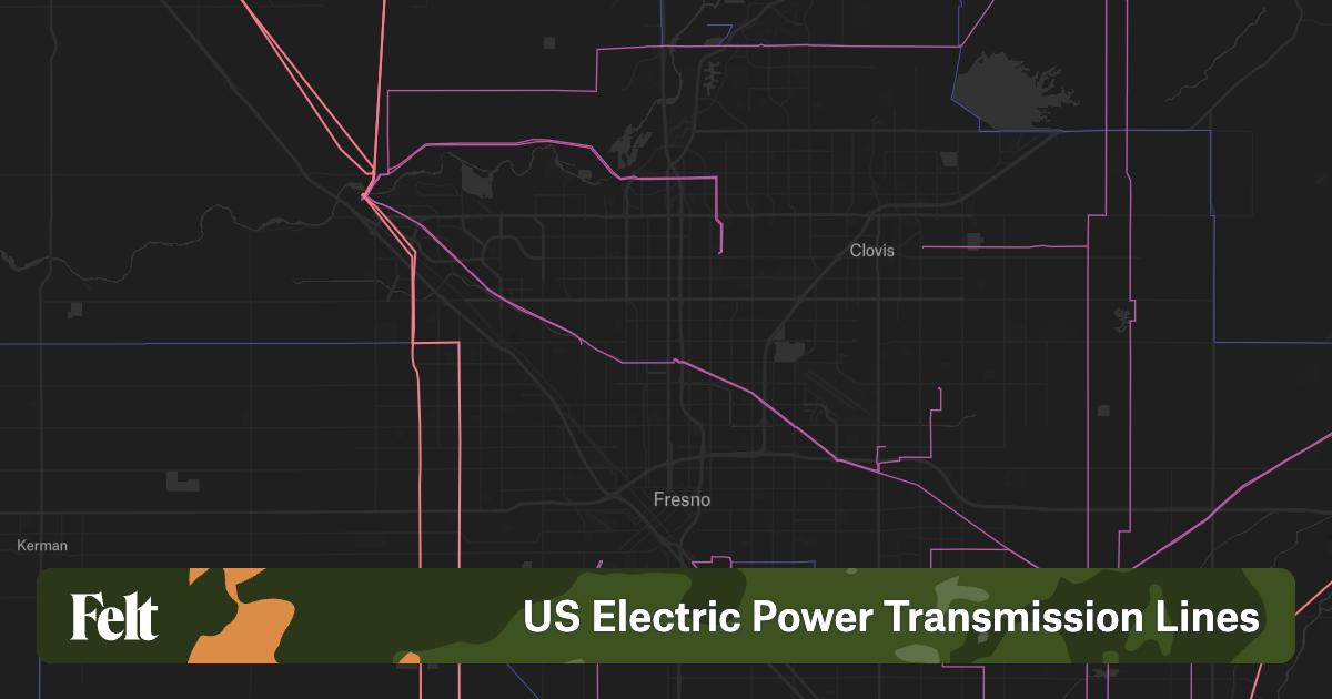 US Electric Power Transmission Lines in the city of Fresno, California