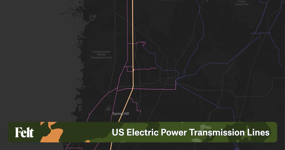 US Electric Power Transmission Lines in Hernando County, Florida