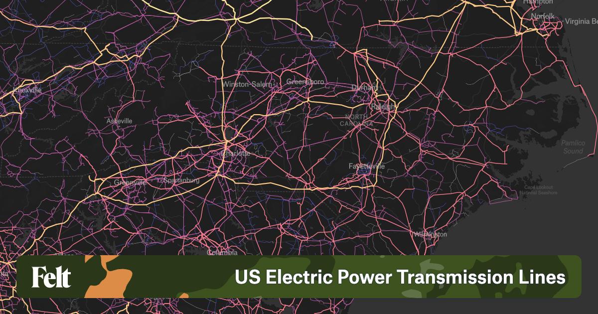 US Electric Power Transmission Lines in North Carolina