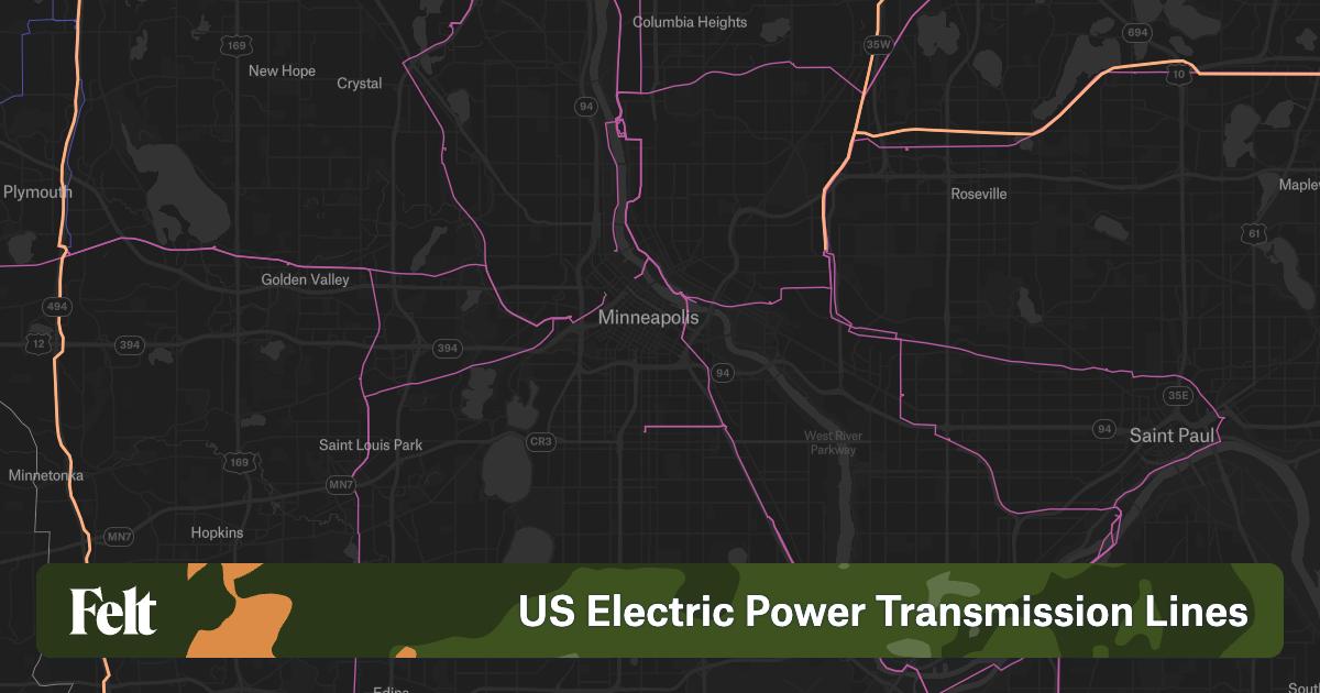 US Electric Power Transmission Lines in the city of Minneapolis, Minnesota