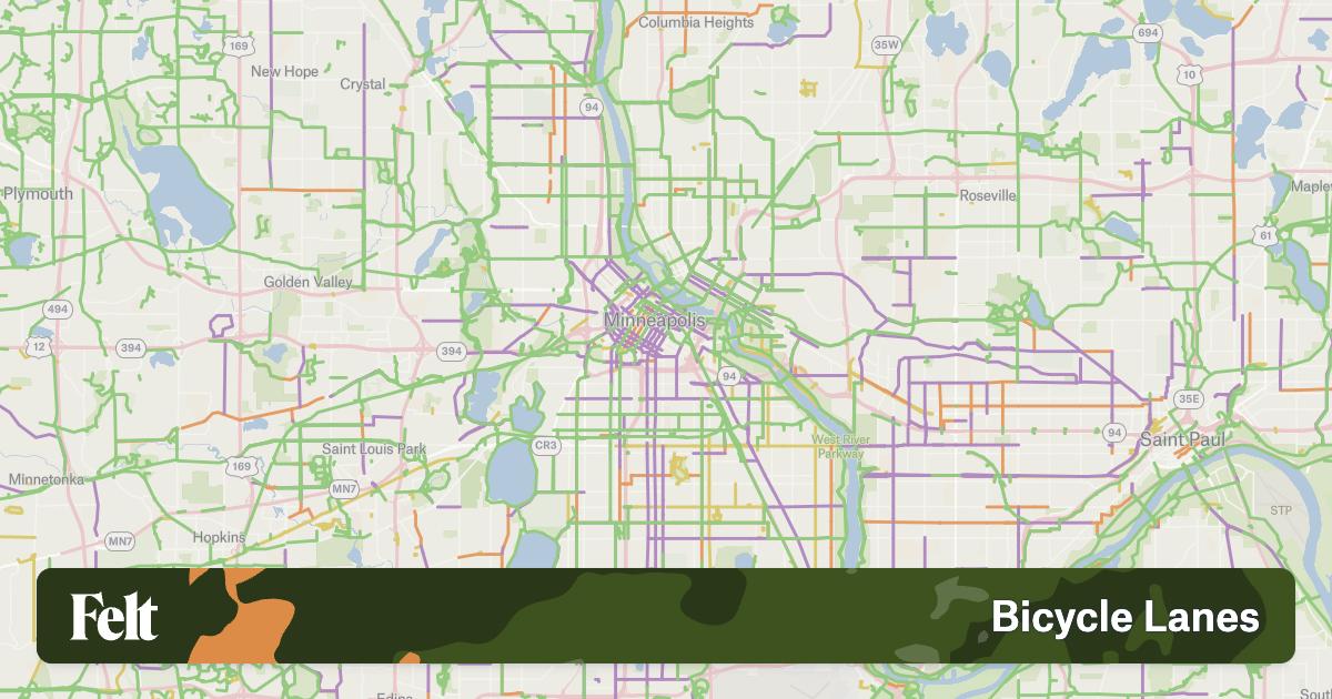 Bicycle Lanes in the city of Minneapolis, Minnesota