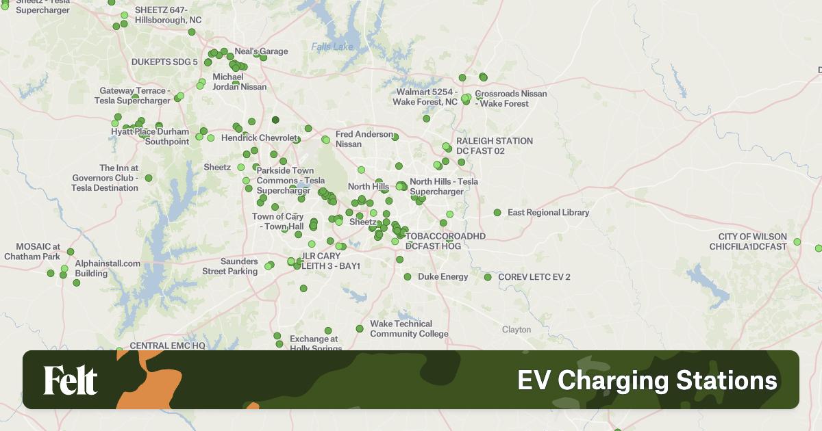 Electric Vehicle Charging Stations in Wake County, North Carolina