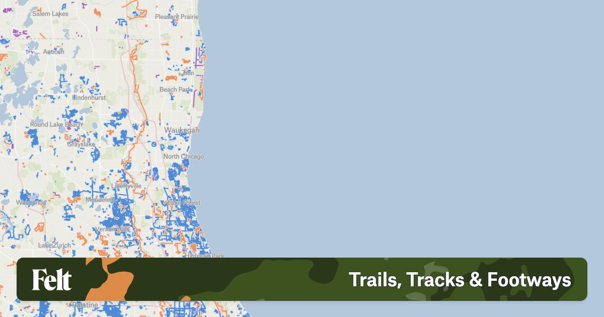 Trails, tracks & footways in Lake County, Illinois
