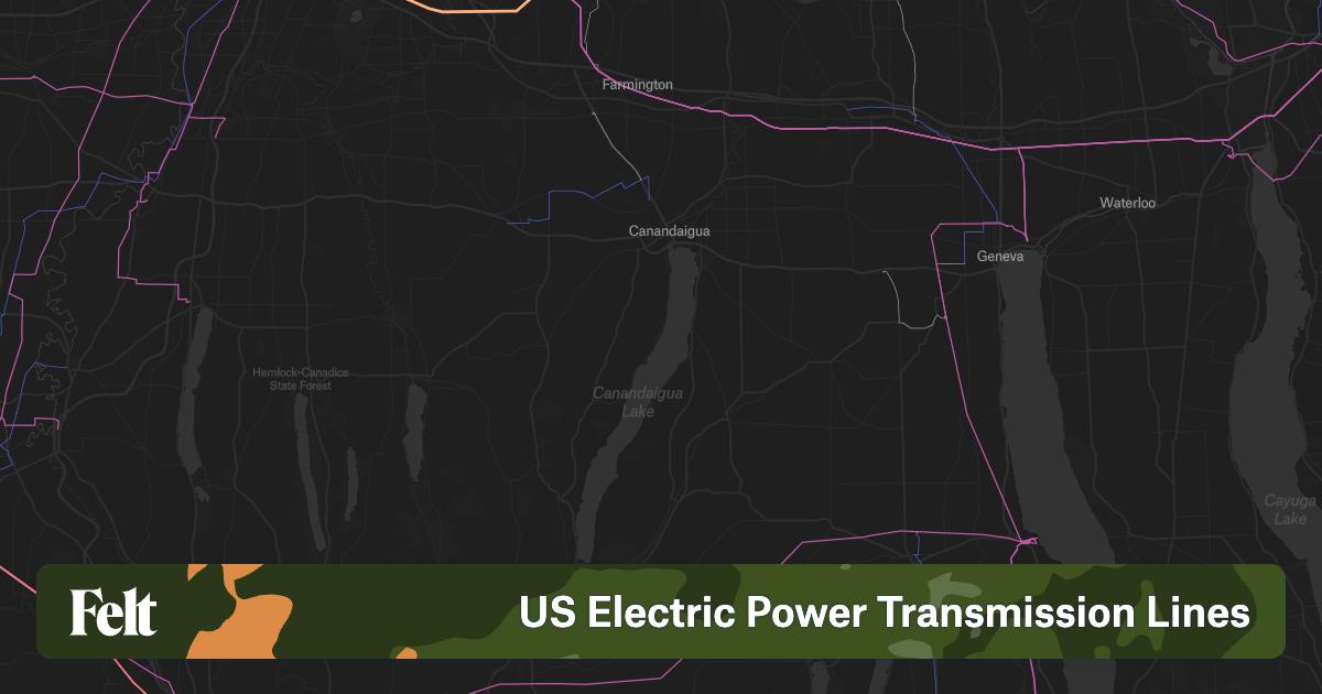 US Electric Power Transmission Lines in Ontario County, New York