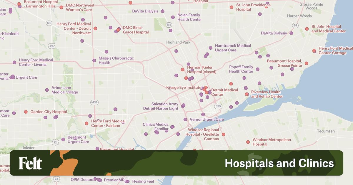 Hospitals and clinics in the city of Detroit, Michigan