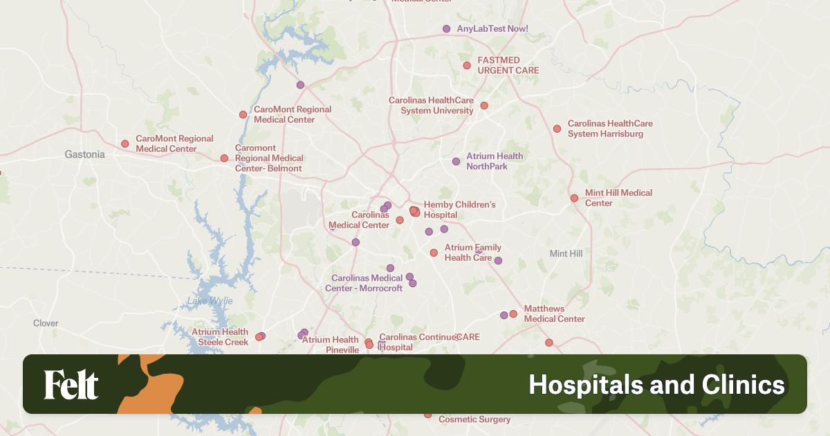 Hospitals and clinics in the city of Charlotte, North Carolina