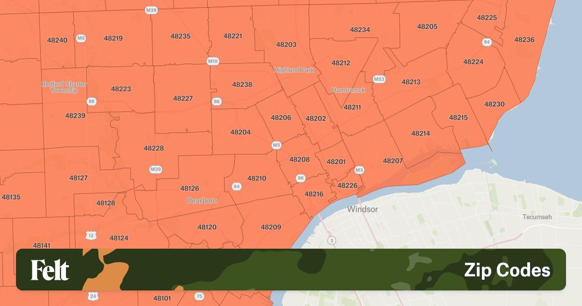 ZIP Codes in the city of Detroit, Michigan