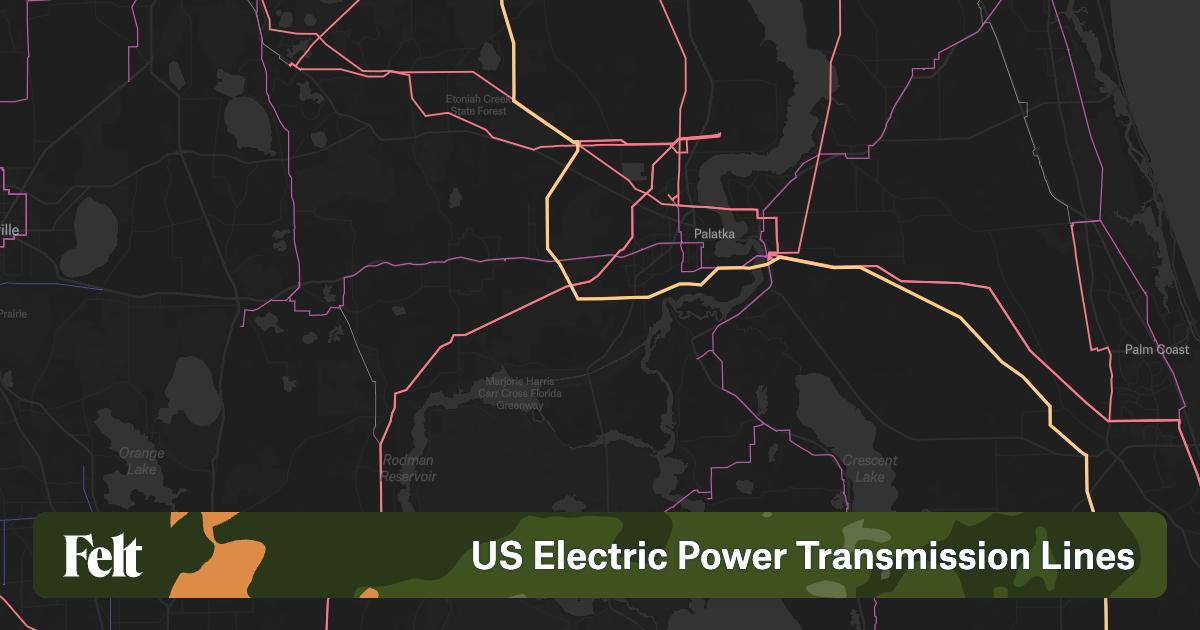US Electric Power Transmission Lines in Putnam County, Florida