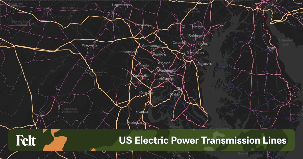 US Electric Power Transmission Lines in Maryland