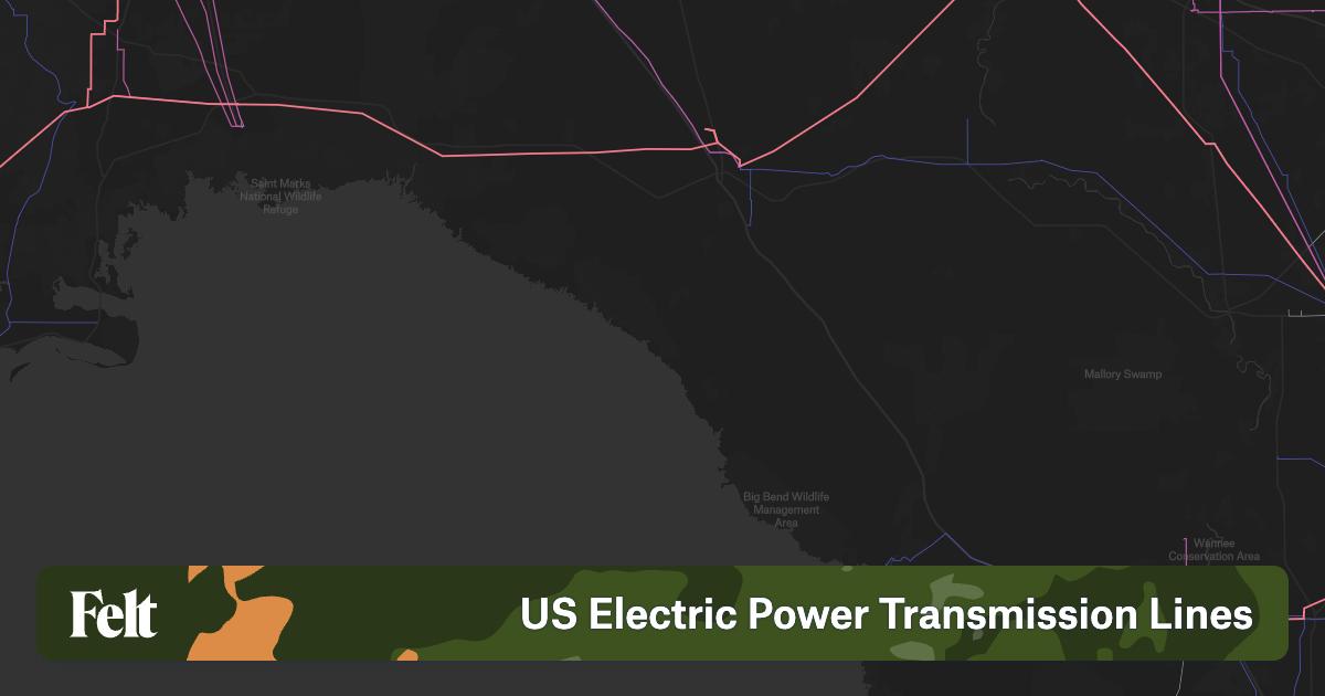 US Electric Power Transmission Lines in Taylor County, Florida