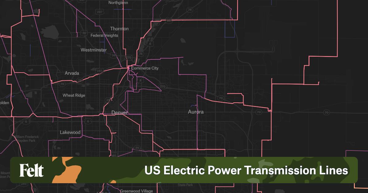 US Electric Power Transmission Lines in the city of Denver, Colorado