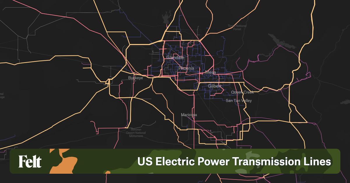 US Electric Power Transmission Lines in Maricopa County, Arizona