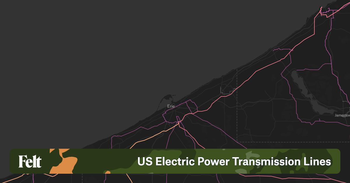 US Electric Power Transmission Lines in Erie County, Pennsylvania