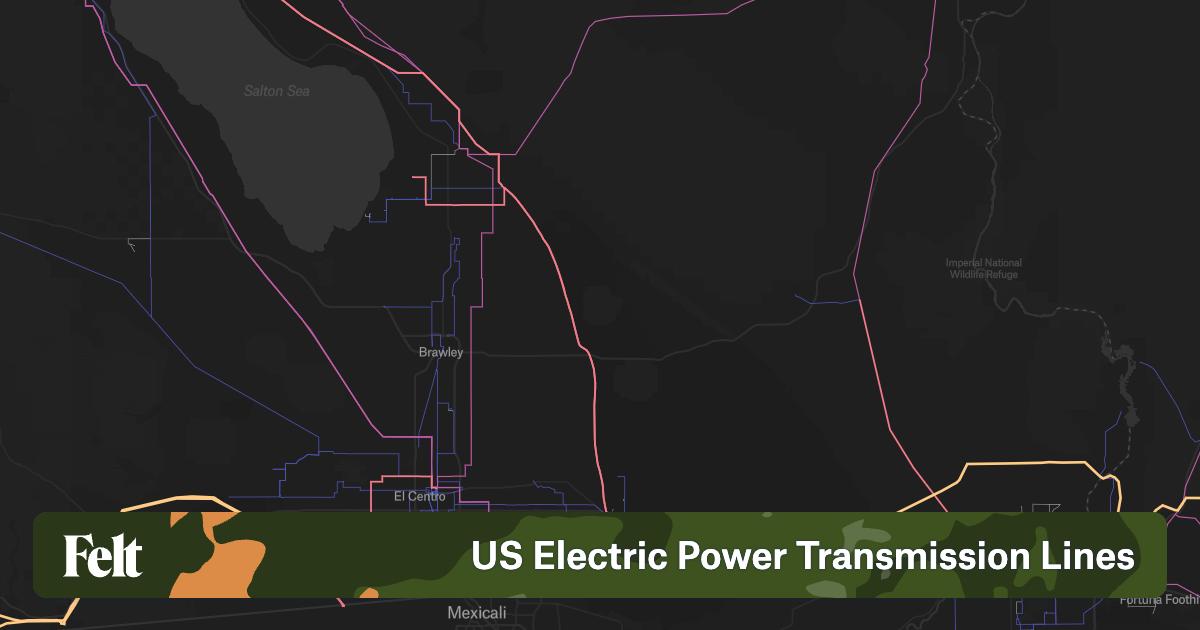 US Electric Power Transmission Lines in Imperial County, California