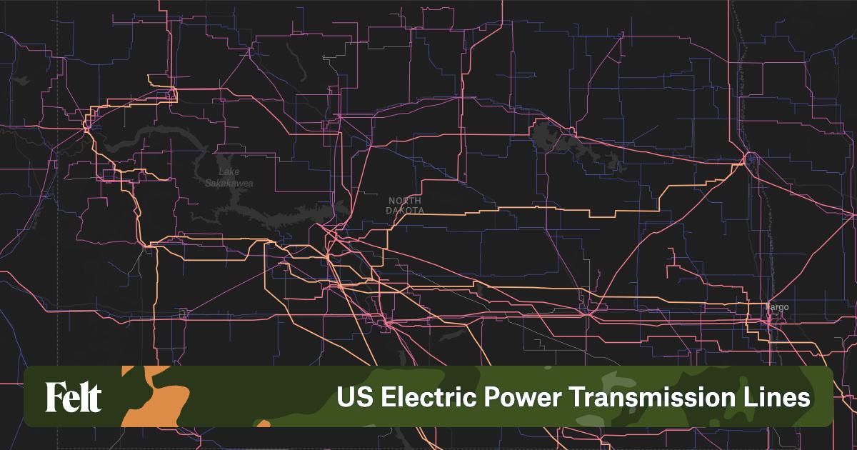 US Electric Power Transmission Lines in North Dakota